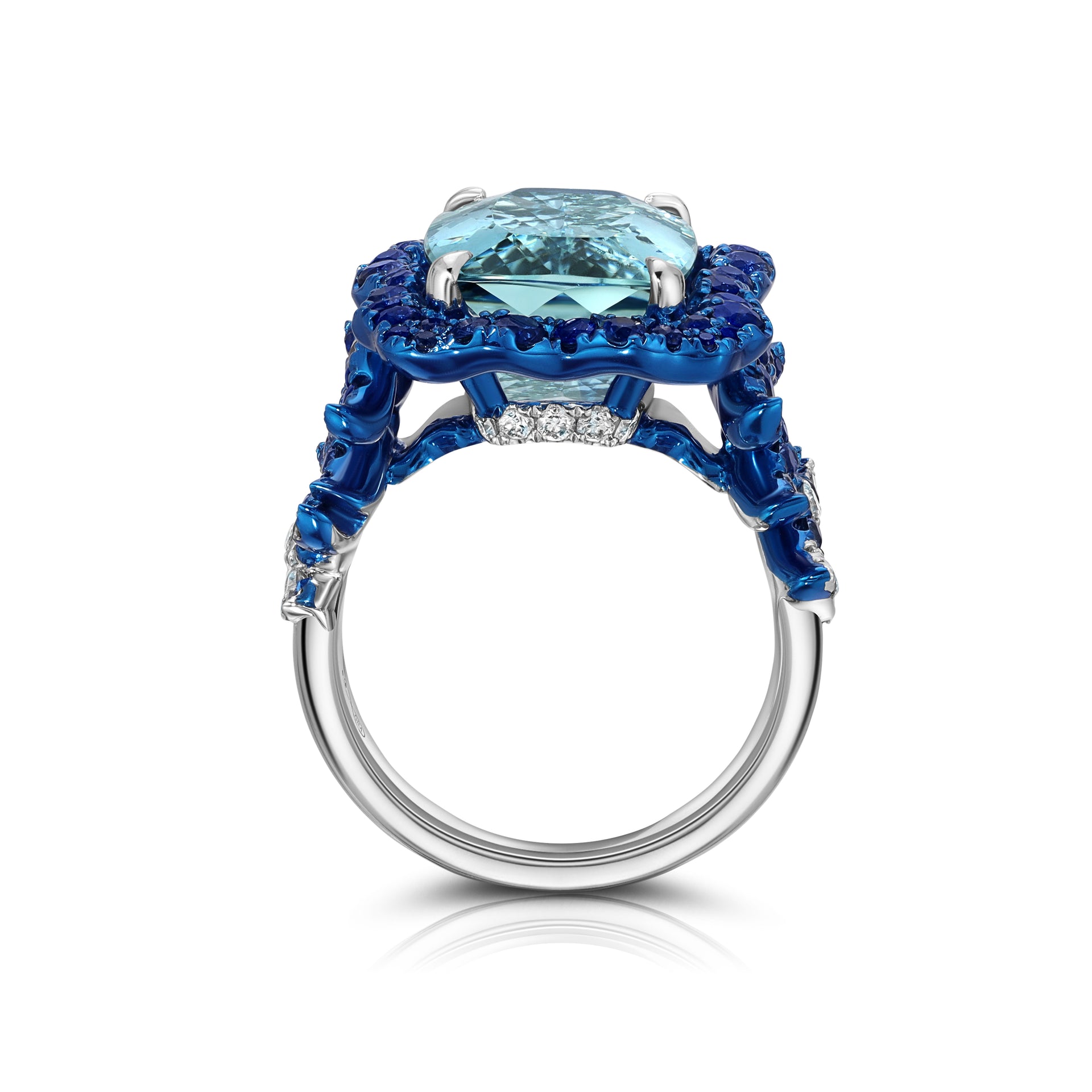Aquamarine, Blue Sapphire & Diamond Rio Ring – Graziela Gems