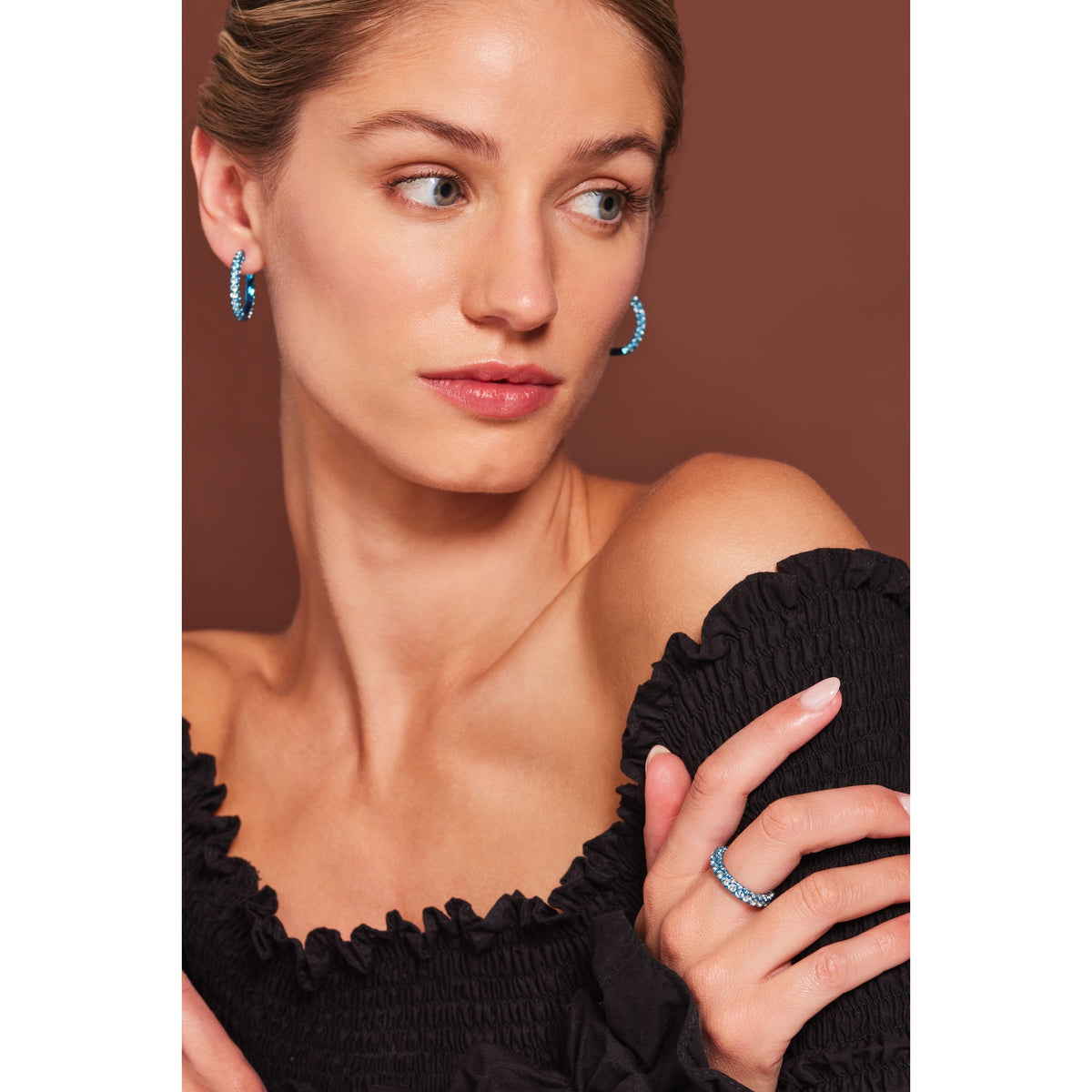 Large Citrine & Orange Rhodium 3 Sided Hoops – Graziela