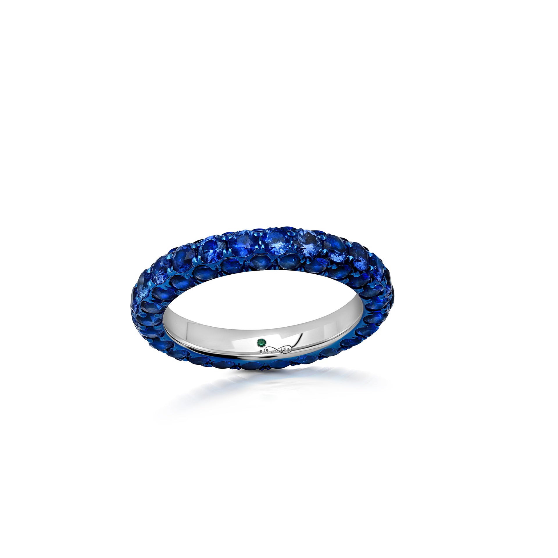 Blue Rhodium Blue Sapphire 3 Sided Band Ring – Graziela