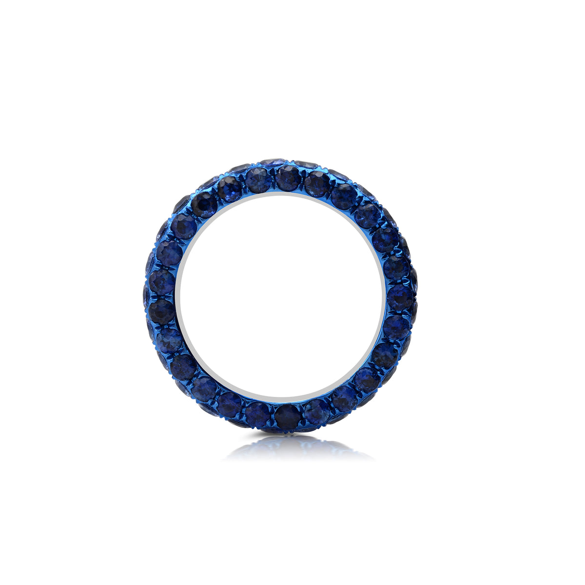 Blue Rhodium Blue Sapphire 3 Sided Band Ring – Graziela Gems
